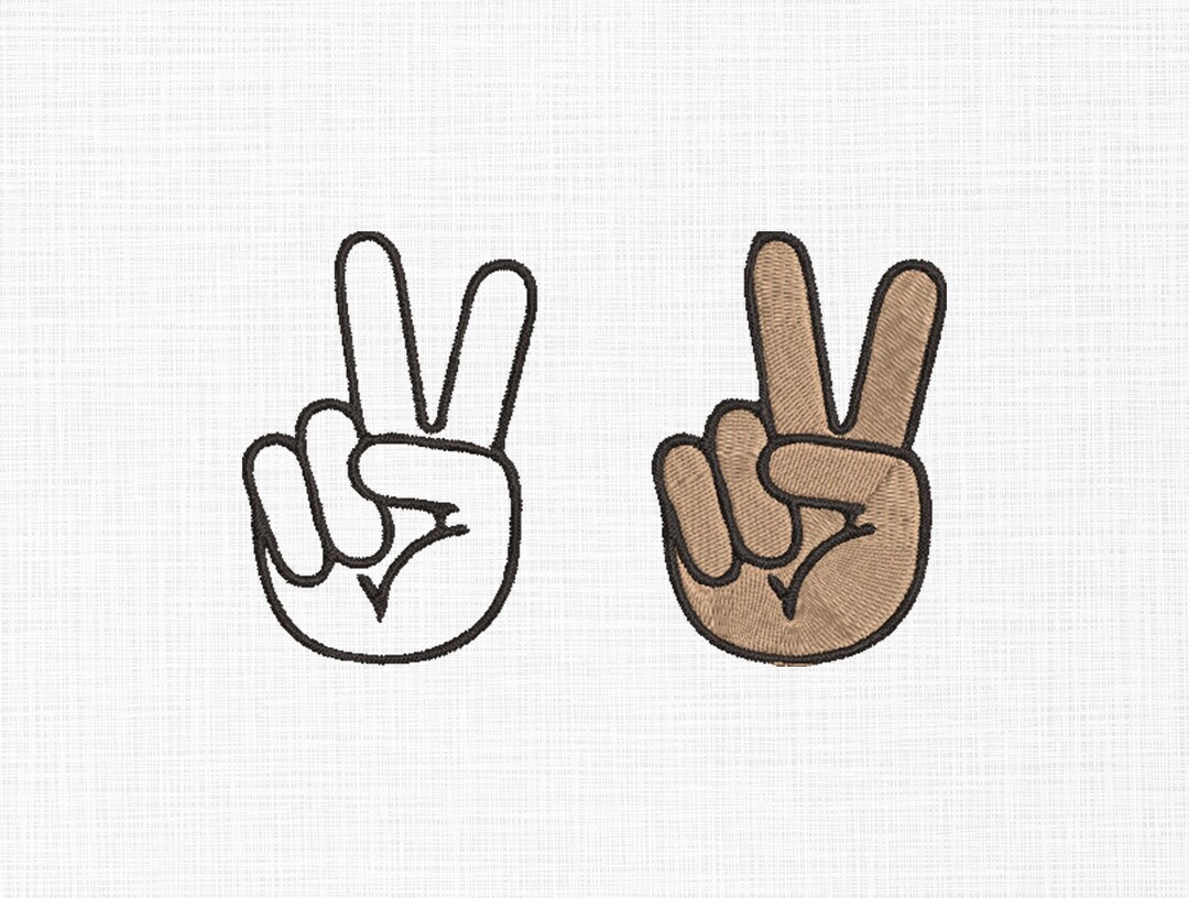 Peace Sign Embroidery Design Victory Sign Embroidery Design Hand ...