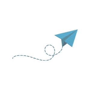 Paper Airplane Embroidery Design - Blue Paper Airplane Embroidery ...