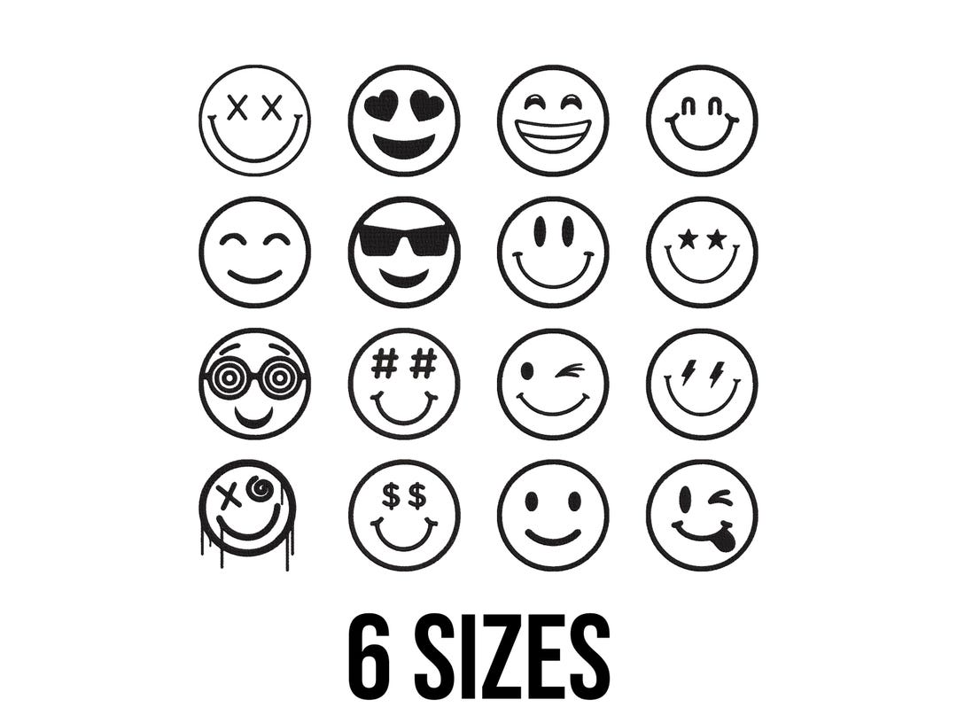 Emojis Embroidery Design - Emoticon Embroidery Design - Emoji ...