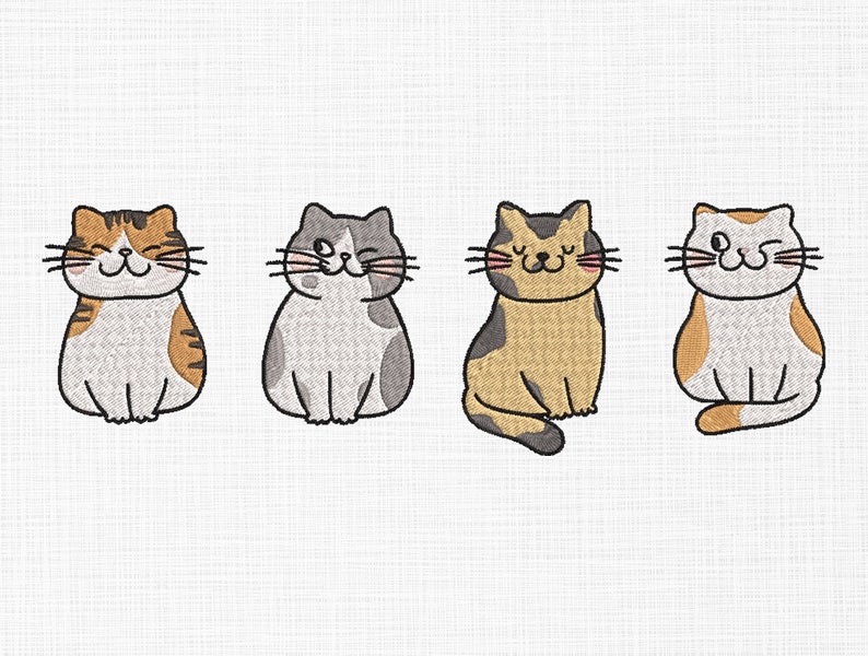 Cute Cats Bundle Embroidery Design Cute Mini Cats Embroidery Design ...
