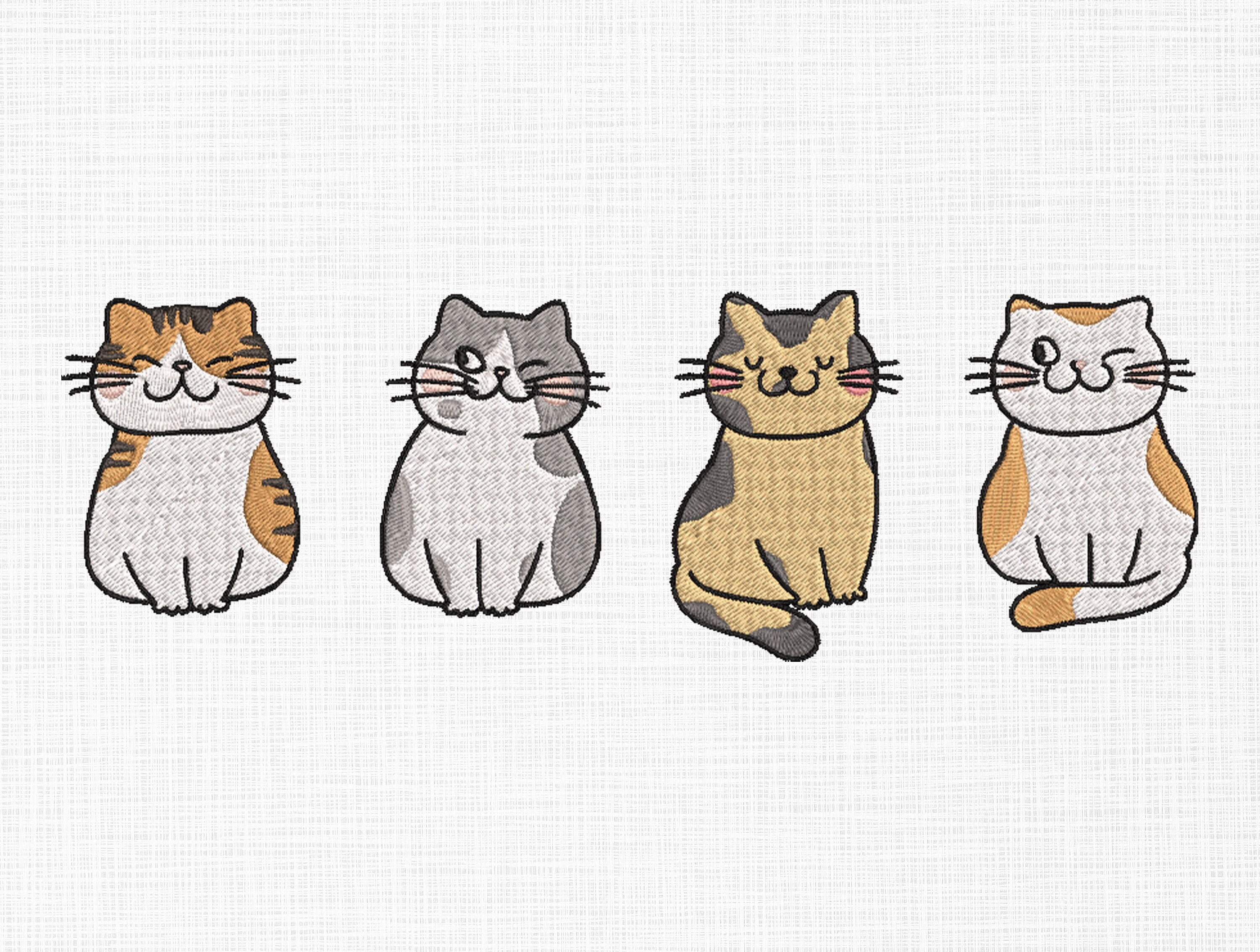 Cute Cats Bundle Embroidery Design Cute Mini Cats Embroidery Design ...