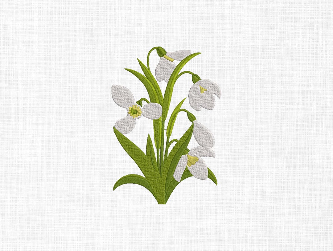 Snowdrop Flower Embroidery Design Flower Embroidery Design Flowers ...
