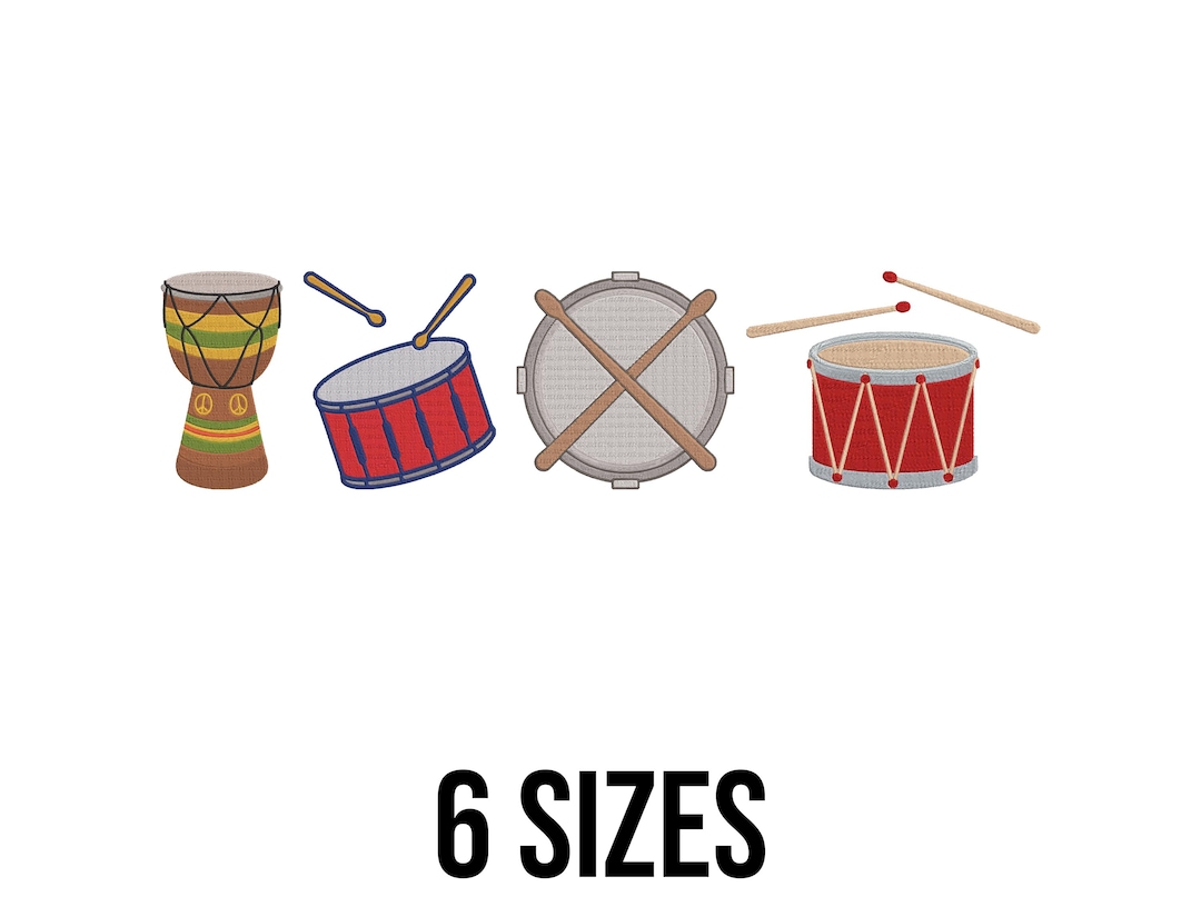 Drum Embroidery Design - Bongo Embroidery Design - Snare Drum ...