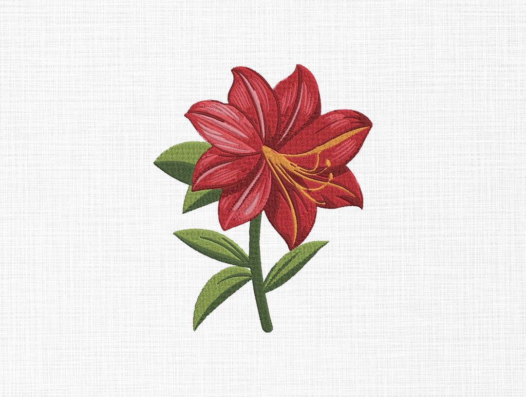 Amaryllis Flower Embroidery Design Flower Embroidery Design Lilly ...