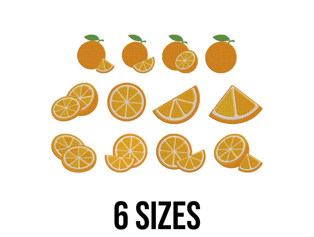 Orange Embroidery Design - Orange With Leaves Embroidery Design ...
