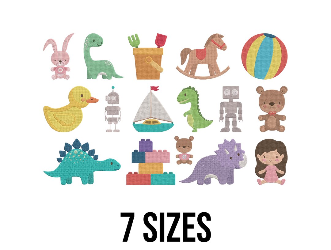 Toys Embroidery Design - Kids Embroidery Design- Dinosaurs Embroidery ...