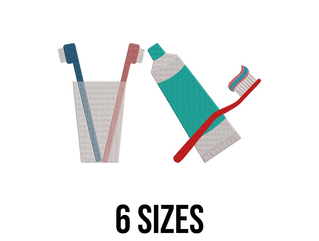 Toothbrush and Toothpaste Bundle Embroidery Design - Tooth Paste ...