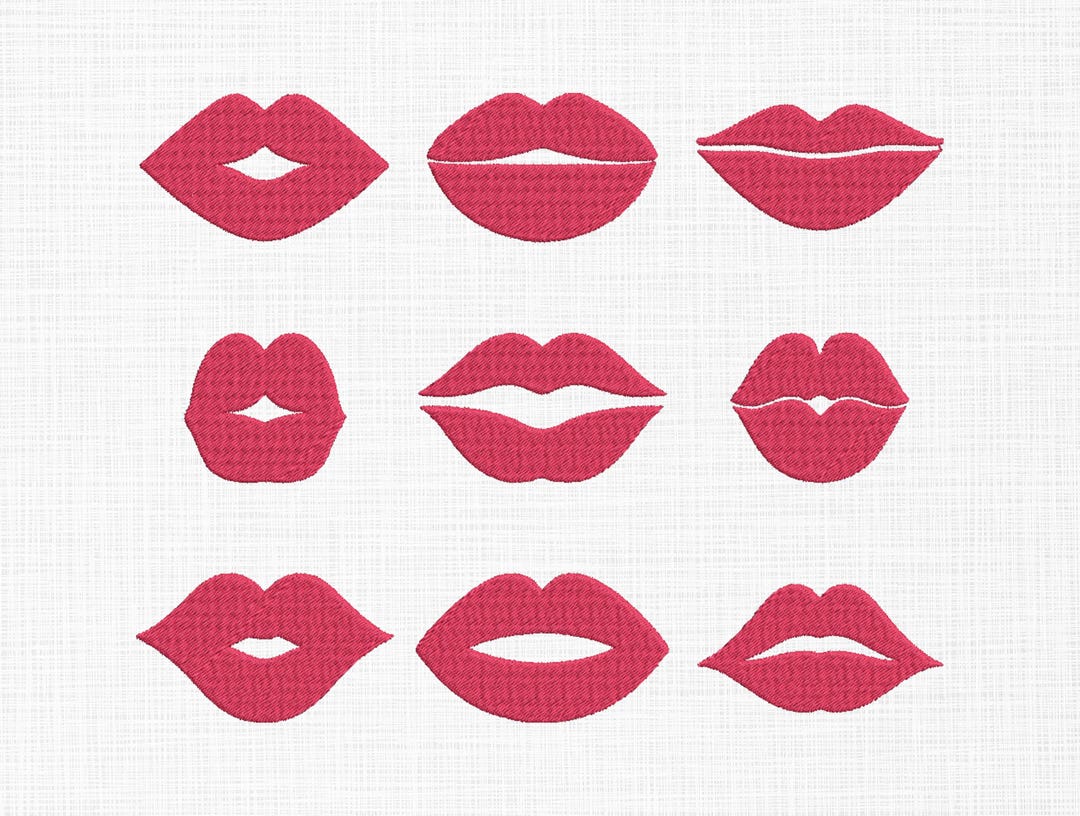 Lips Bundle Embroidery Design Lips Embroidery Design Pink Lips ...