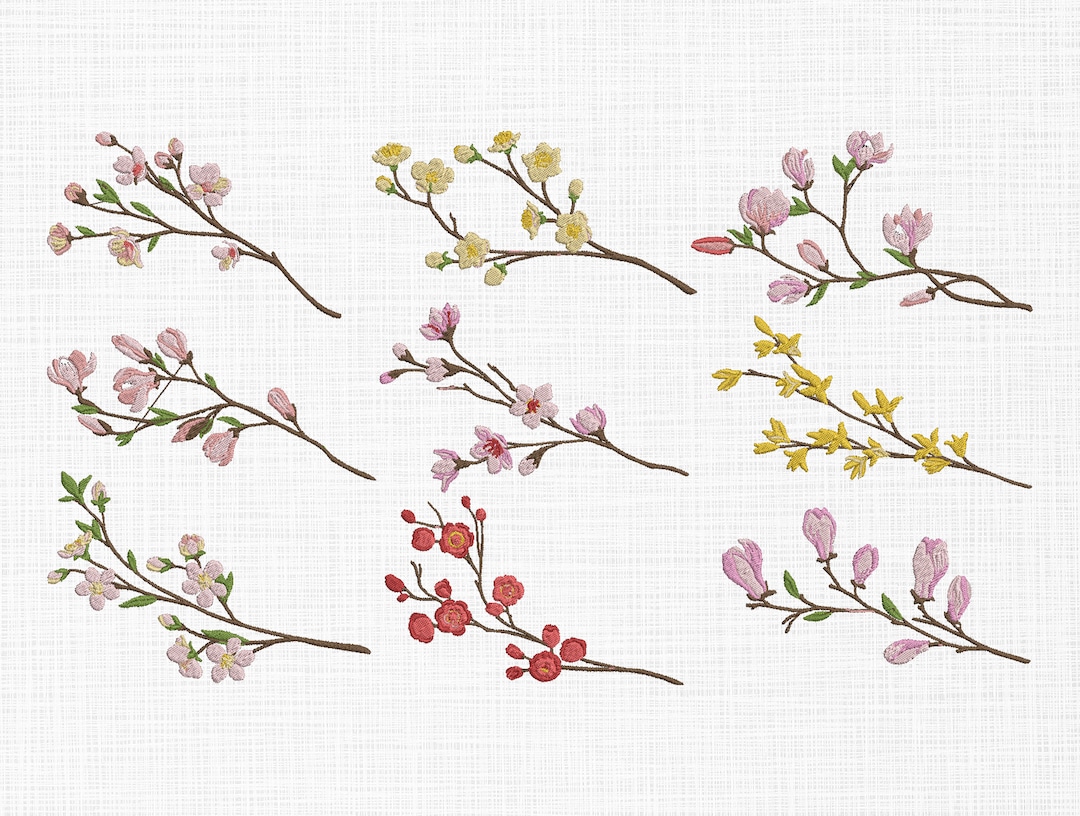 Tree Branches Bundle Embroidery Design Flowers Embroidery Design Flower ...
