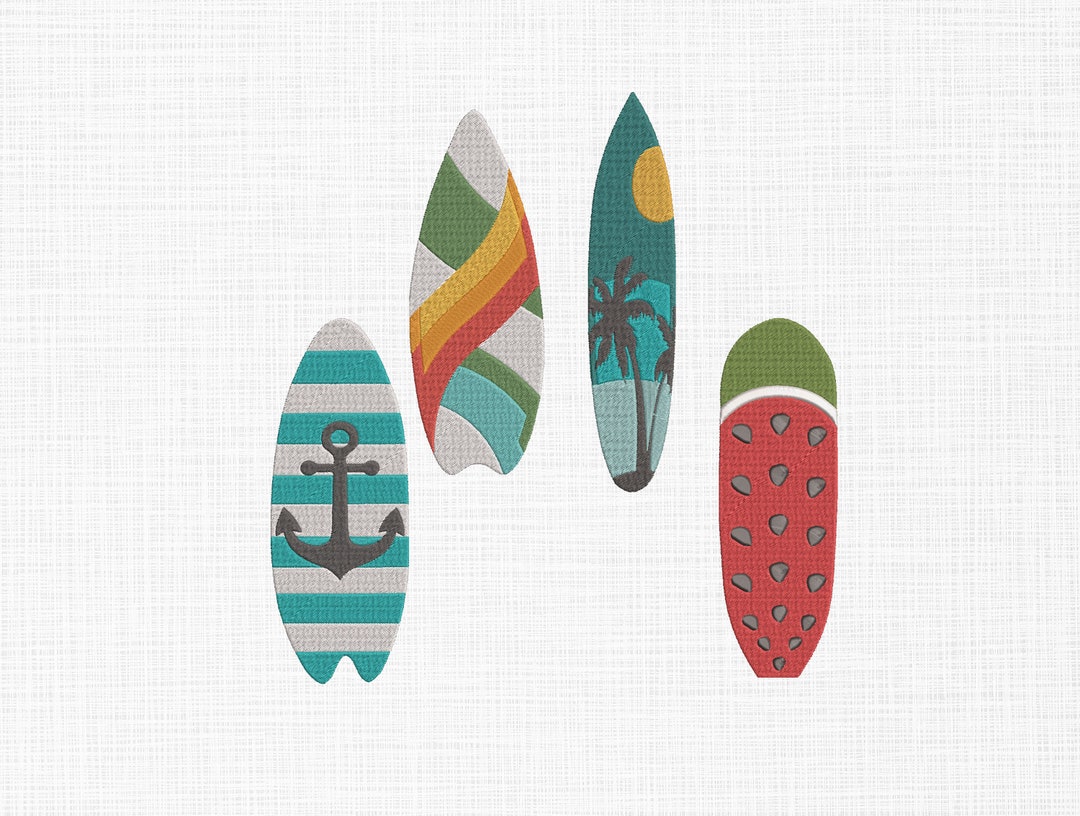 Surfboards Embroidery Design Bundle of Surfboards Embroidery Design ...