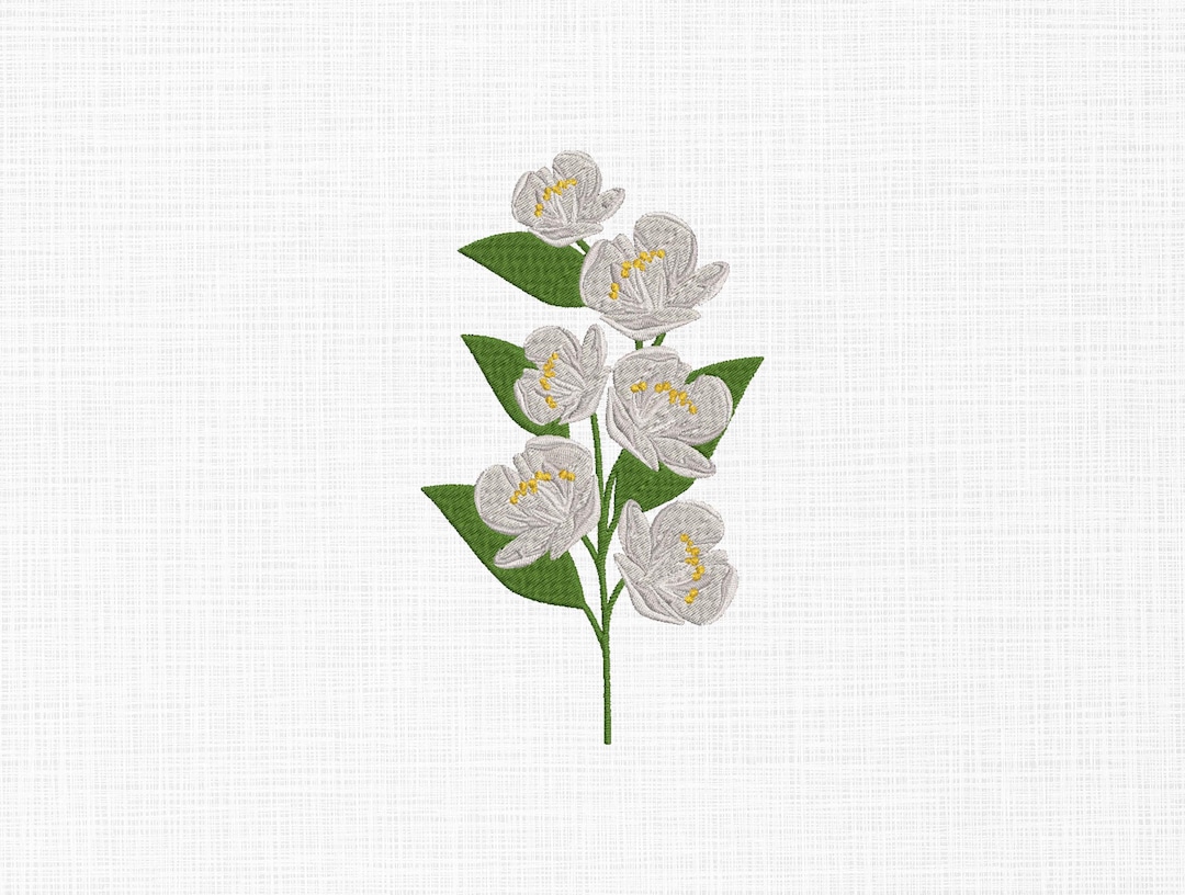 Jasmine Embroidery Design Flower Embroidery Design White Flower ...
