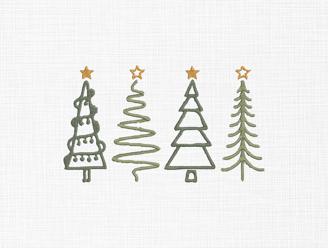 Christmas Trees Embroidery Design Christmas Doodle Trees Embroidery ...