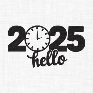Hello 2025 Digital Machine Embroidery Design Happy New Year Embroidery ...