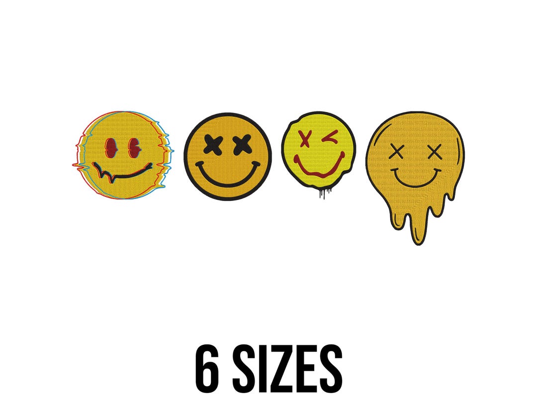 Cute Smiley Face Embroidery Design - Melted Smiley Face Embroidery ...