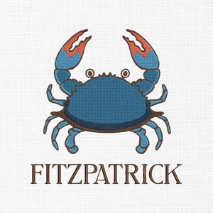 Blue Crab Embroidery Design Crab Embroidery Design Insects Embroidery ...