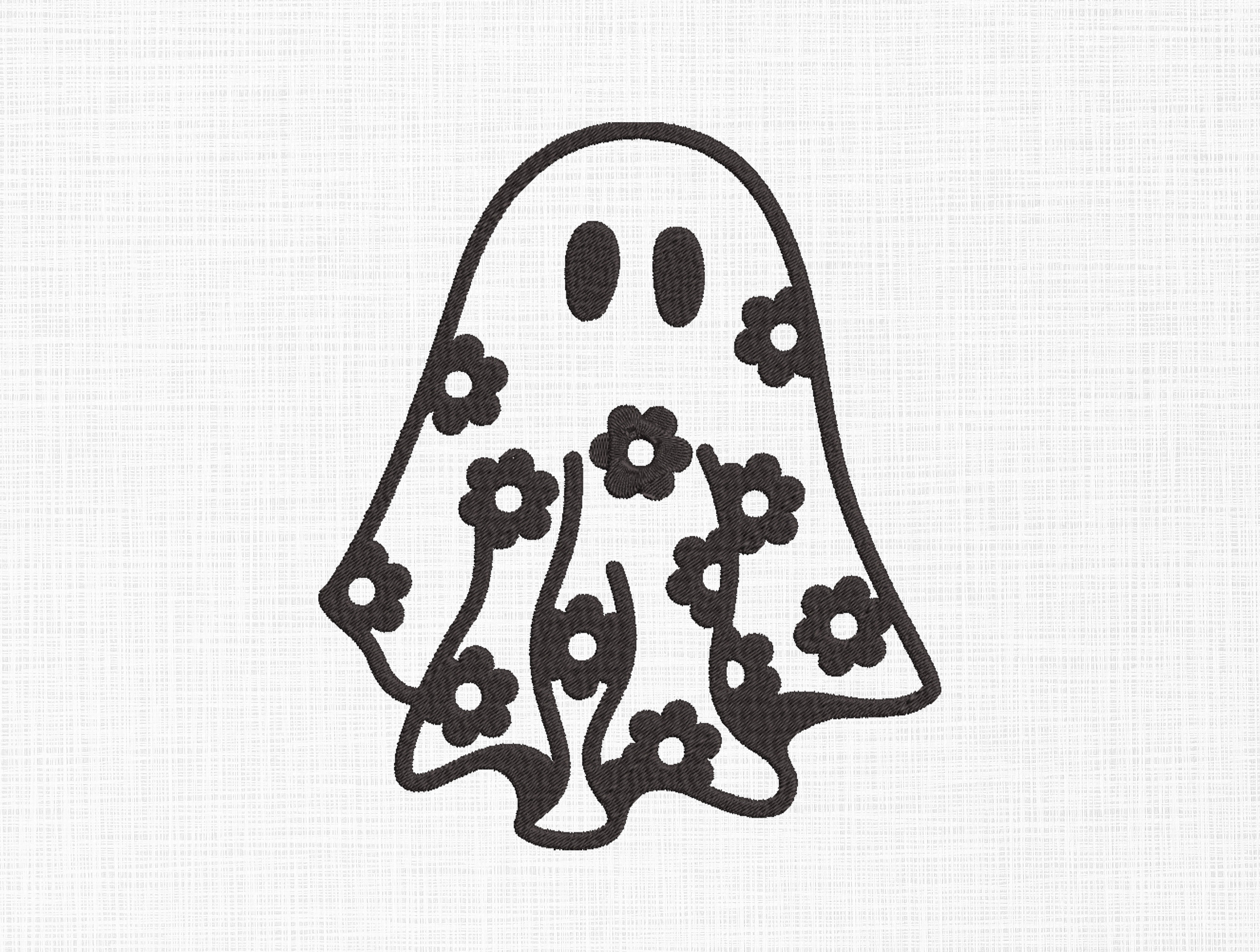 Cute Ghost Embroidery Design Floral Ghost Embroidery Design Halloween ...