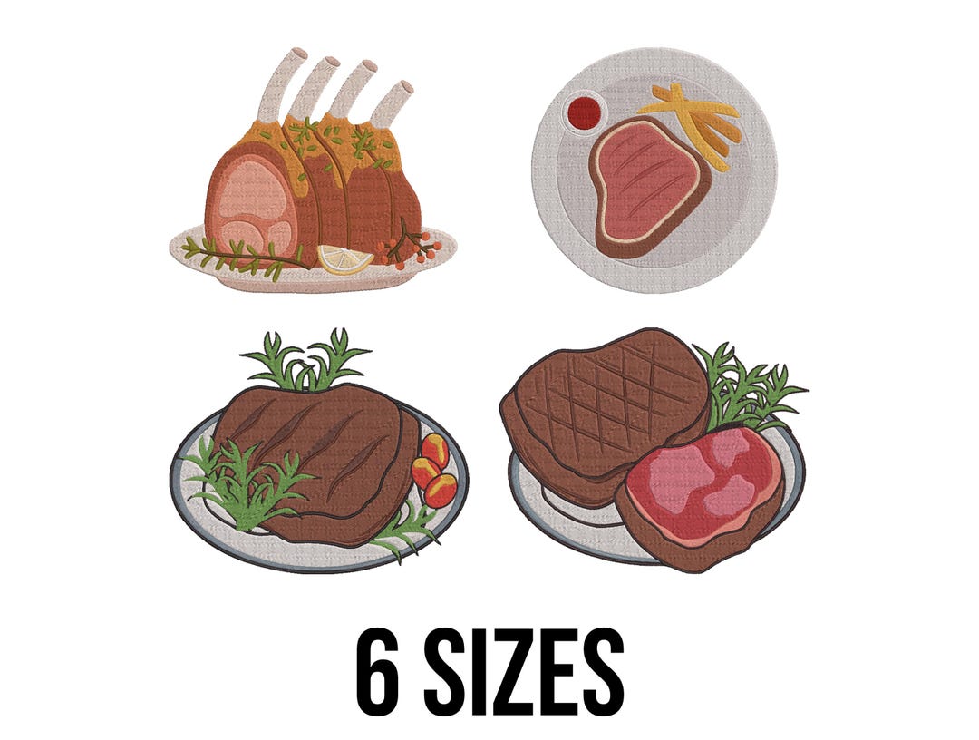 T-bone Steak Embroidery Design - Steak Embroidery Design - Barbecue ...