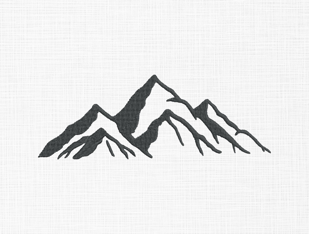 Mountains Embroidery Design Mountain Silhouette Embroidery Design Line ...