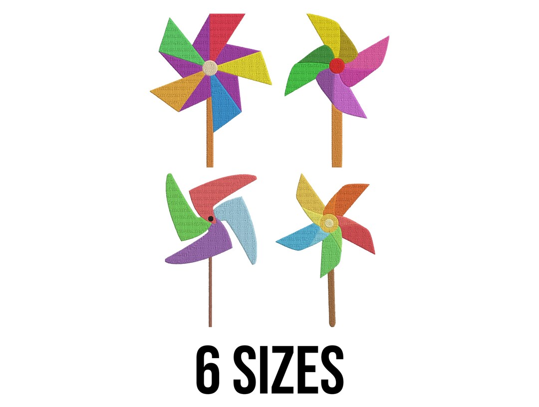 Pinwheel Bundle Embroidery Design - Colorful Pinwheel Embroidery Design ...