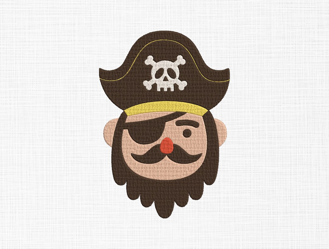 Pirate Embroidery Design Pirate Face Embroidery Design Flat Pirate ...