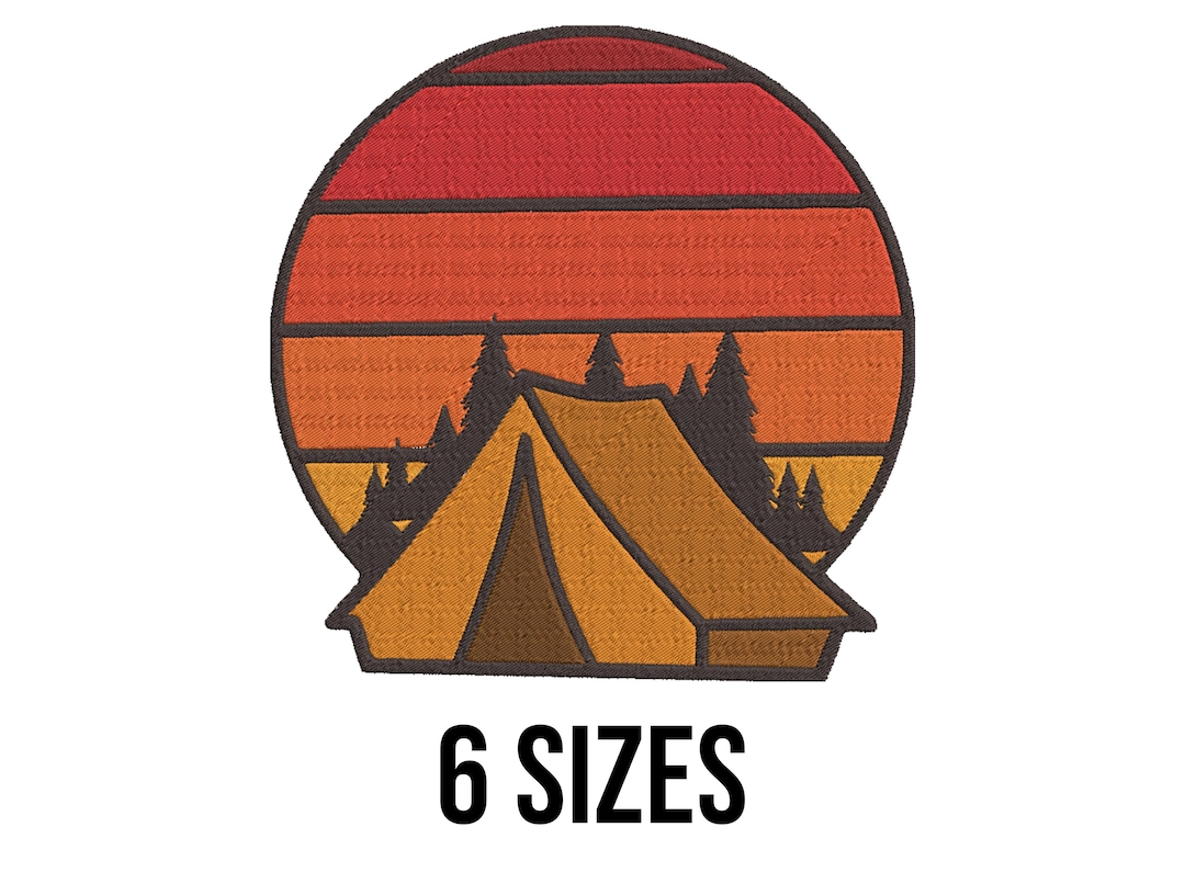 Forest Camping Embroidery Design - Tent in Forest Embroidery - Outdoor ...