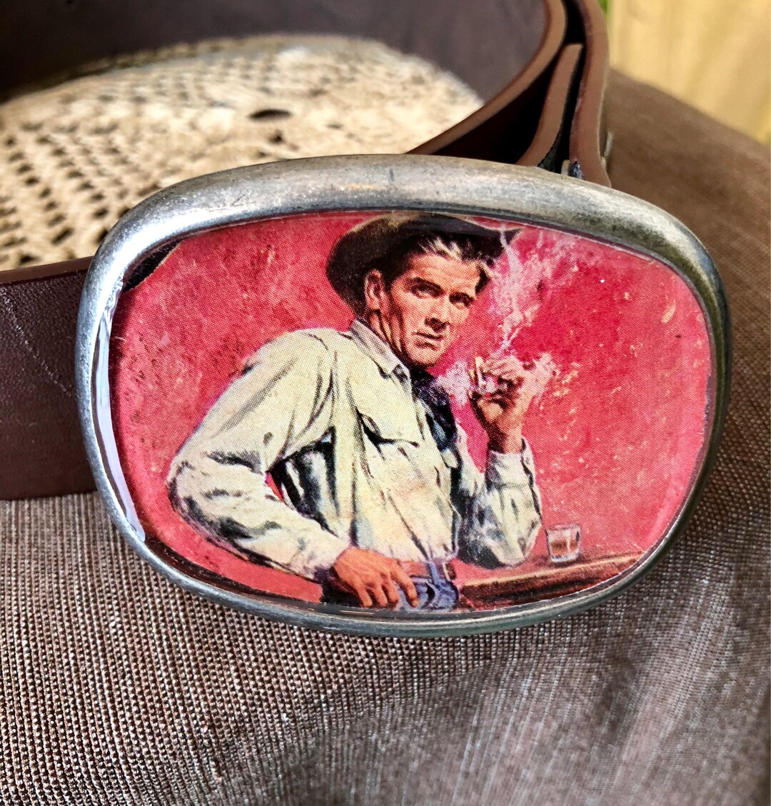 Vintage Pulp Novel Cowboy Belt Buckle - Wild West Western Wear - Etsy