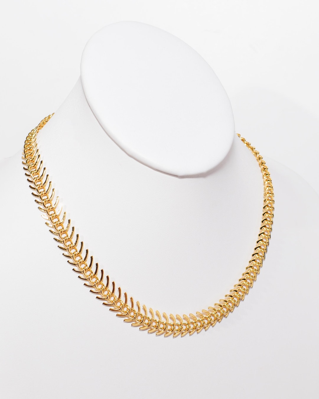 Gold Fishbone Necklace | 18k Gold Plated Stainless Steel Choker - Etsy