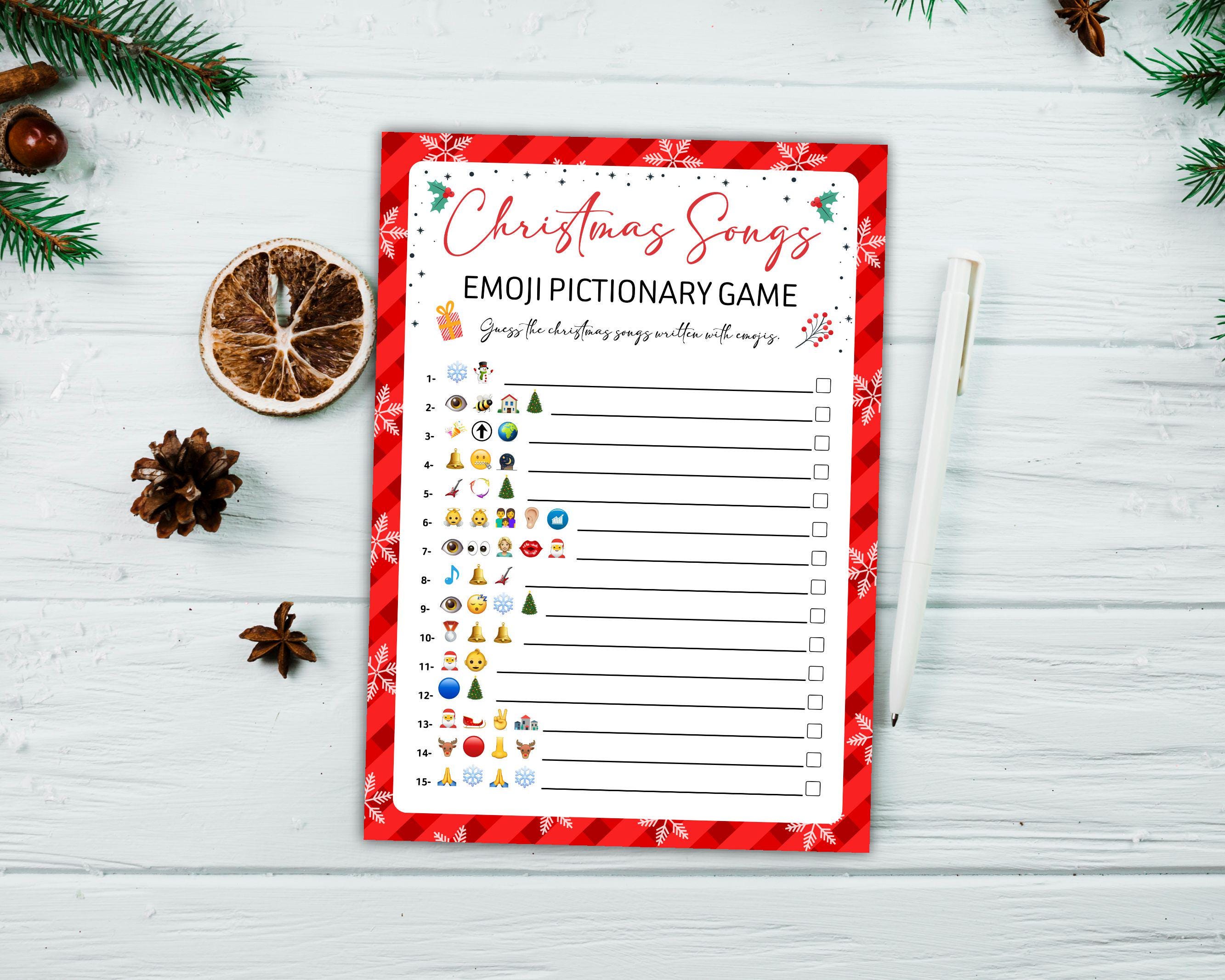 Christmas Emoji Pictionary Game Songs Emoji Holiday Party Game ...