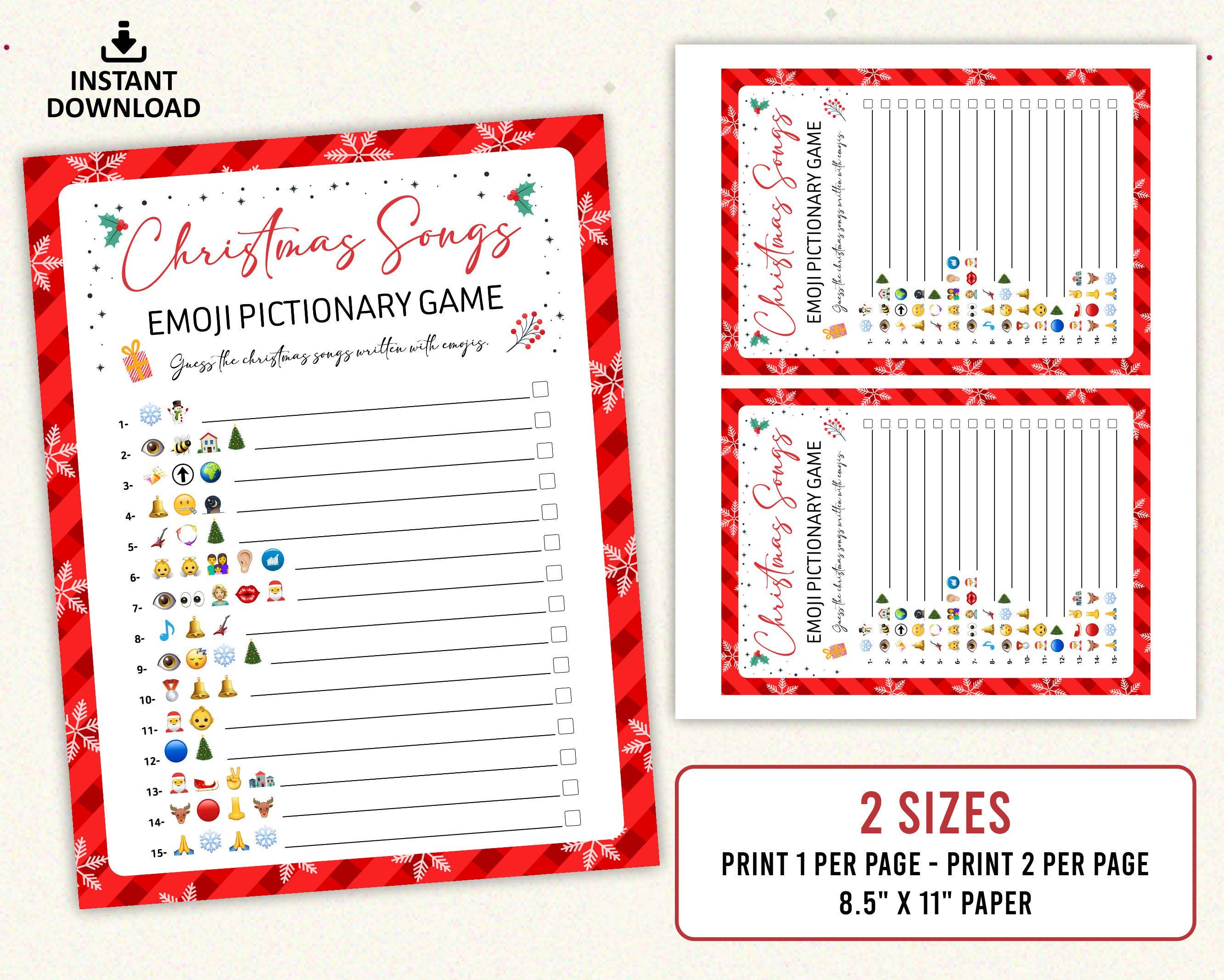 Christmas Emoji Pictionary Game Songs Emoji Holiday Party Game ...