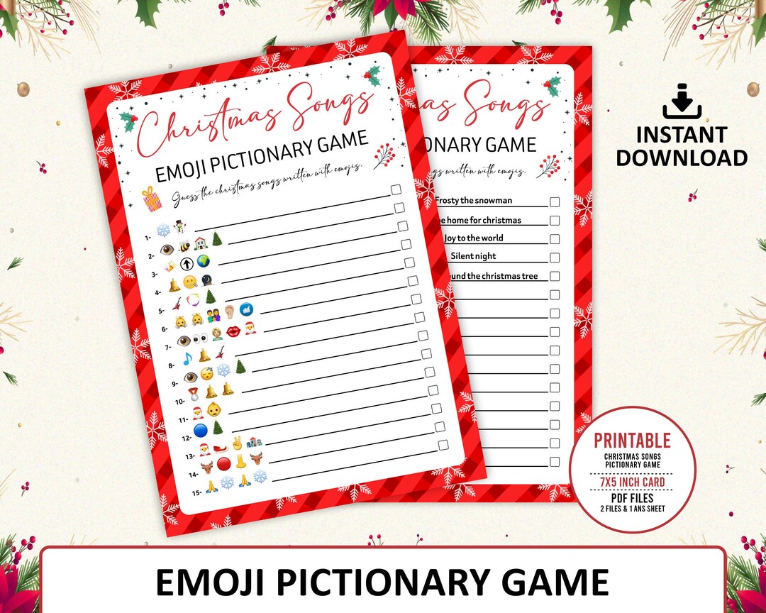 Christmas Emoji Pictionary Game Songs Emoji Holiday Party Game ...