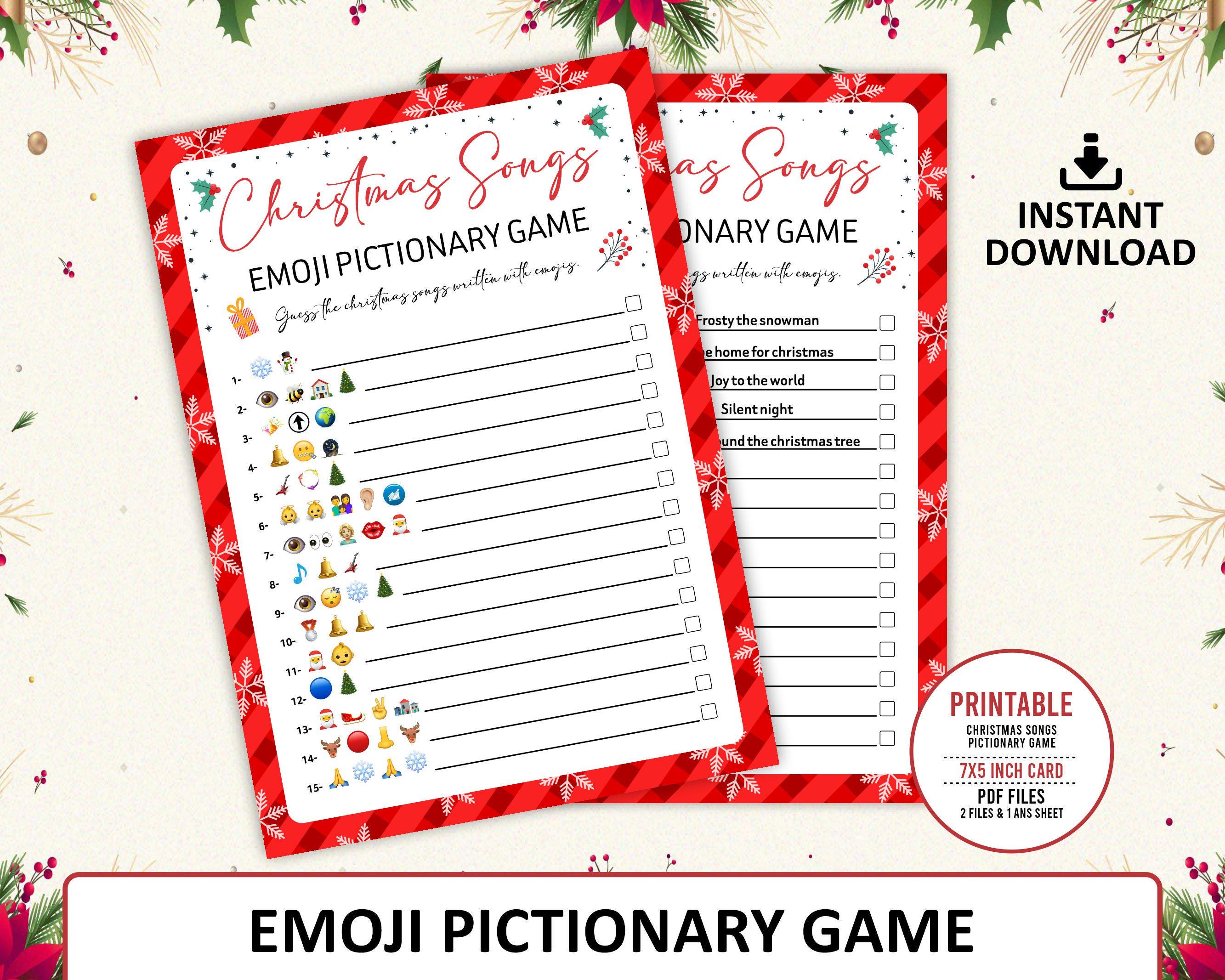 Christmas Emoji Pictionary Game Songs Emoji Holiday Party Game ...