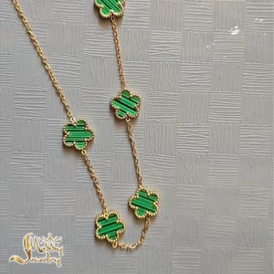 Five Leaf Clover Necklace Flower Necklace Charm Necklace Onyx Clover ...