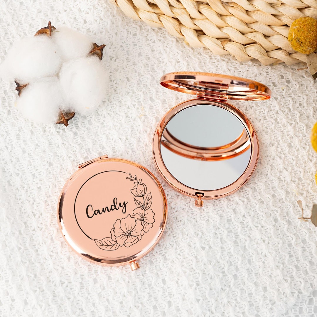 Custom Birth Flower Compact Mirror, Christmas Gift for Her, Bridesmaid ...