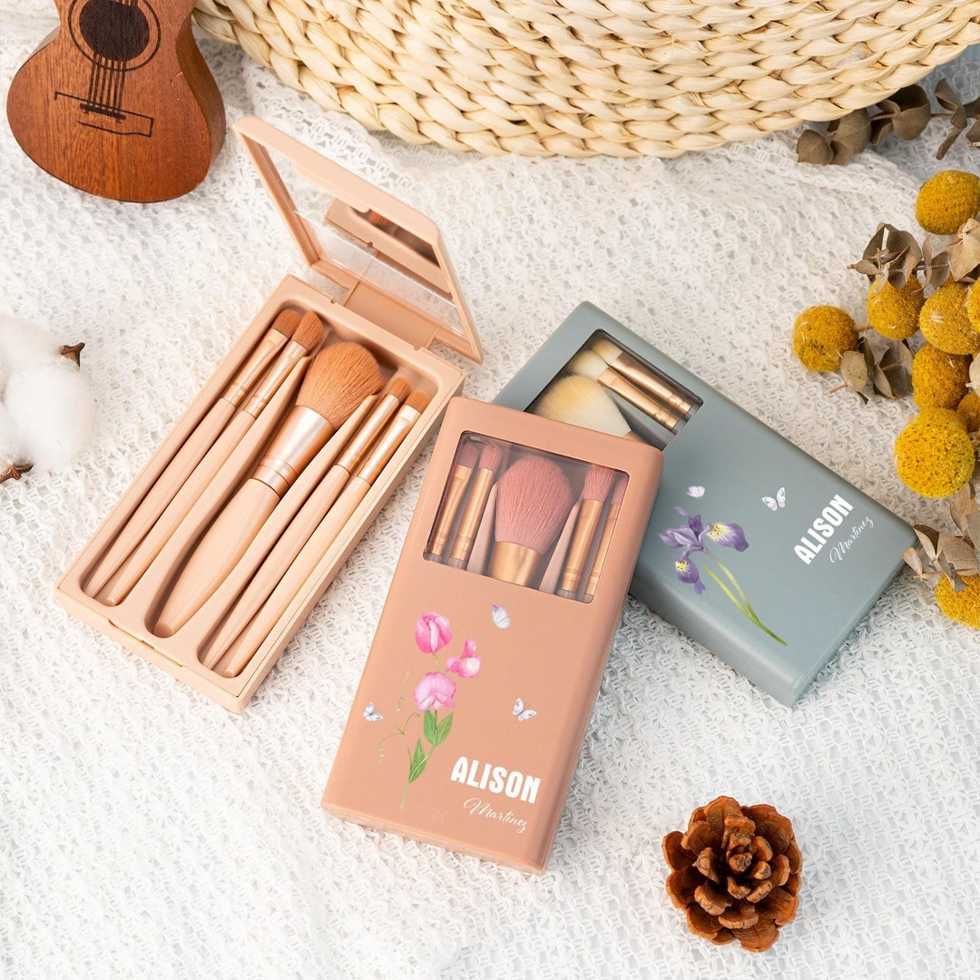 Custom Birth Flower Makeup Brush Set,cosmetic Brushes Set for ...