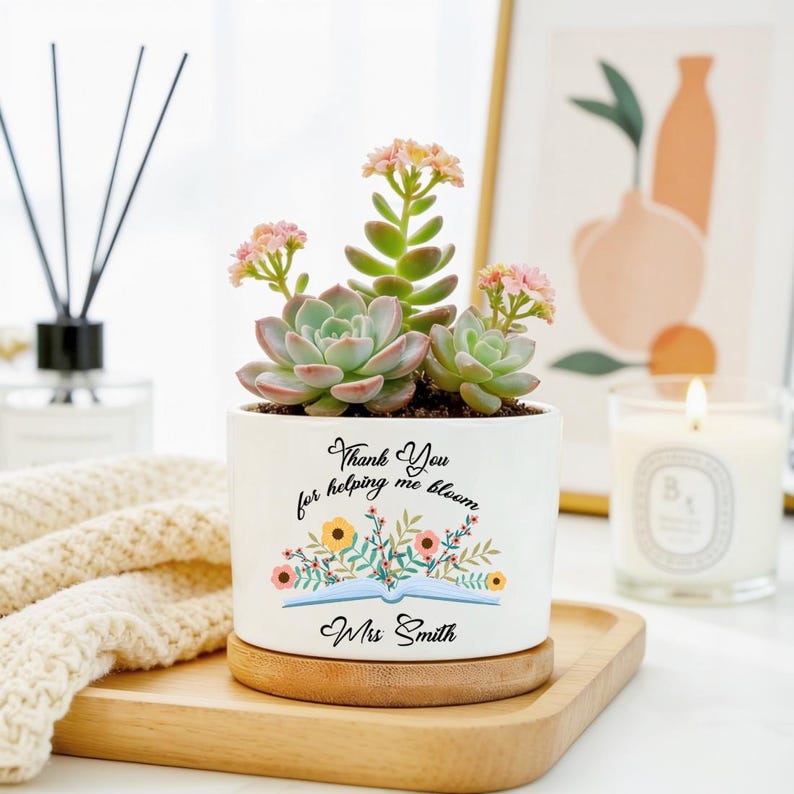 Custom Teacher Flower Pot, Thank You Gift, Flowers Ceramic Planter ...