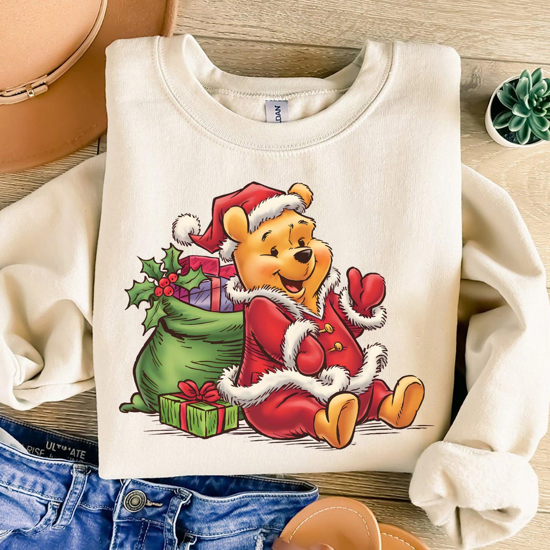 Christmas Santa Pooh Bear PNG, Pooh Cute Sublimation Design, Digital ...