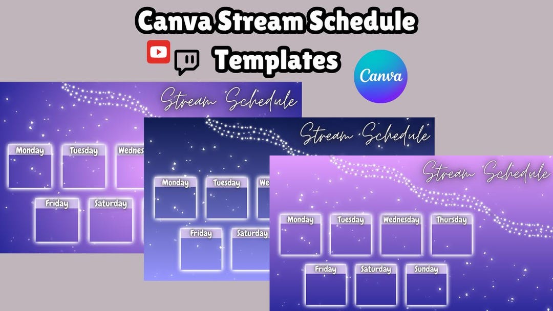 Glowing Star Sky Streamer Schedule Template for Canva - Etsy