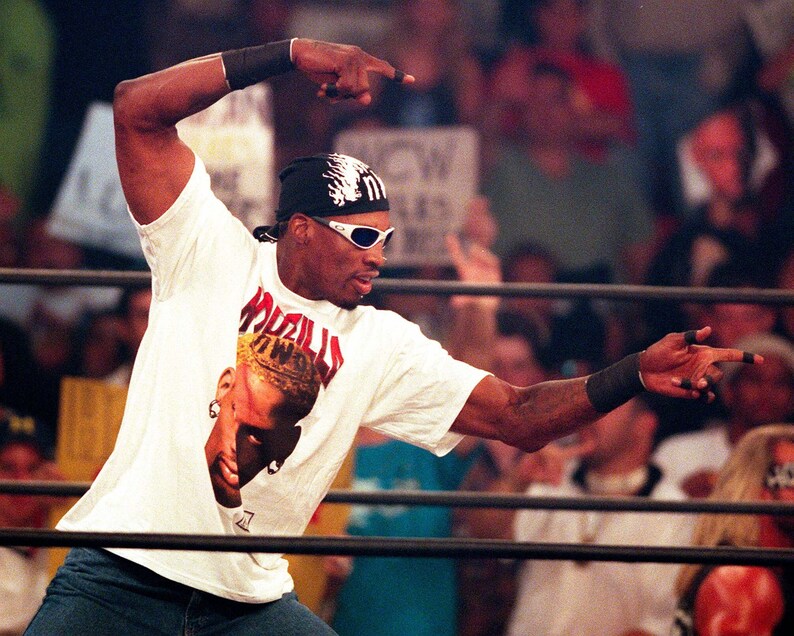 Rodzilla T-shirt Dennis Rodman Tee Dennis Rodman WWE Vintage Rap Tee ...