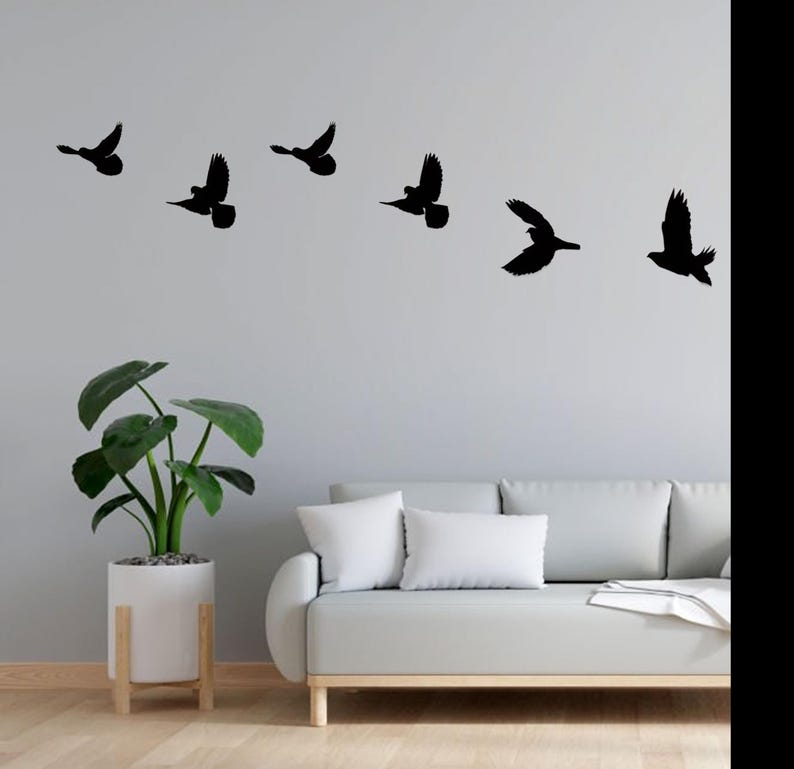 Metal Flying Birds Wall Art, Minimalist Swallows Sculpture, Bird Wall ...