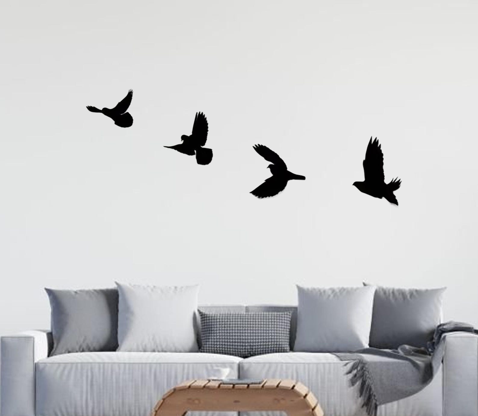 Metal Flying Birds Wall Art, Minimalist Swallows Sculpture, Bird Wall ...