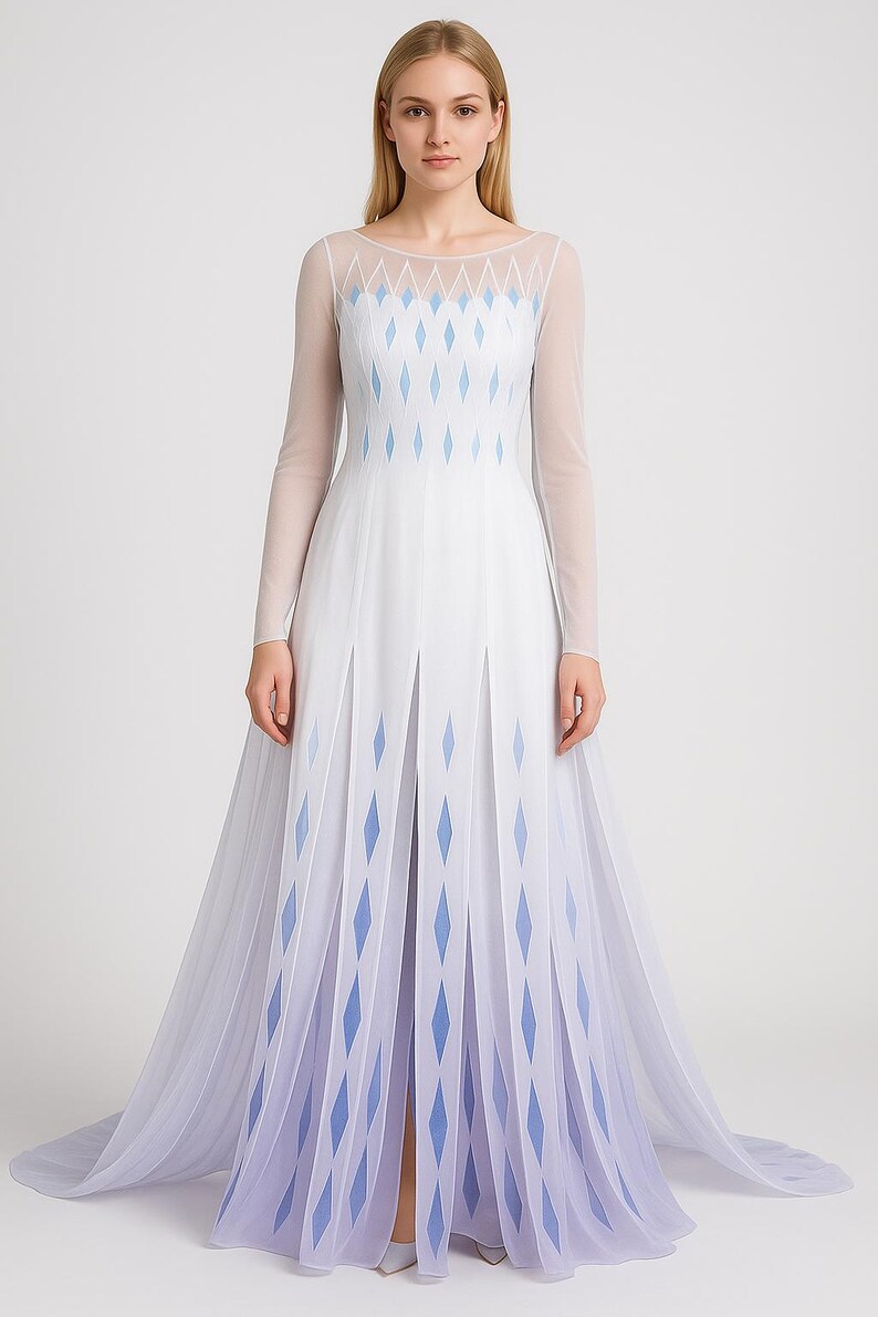 Elsa White Dress Costume From Frozen for Girls.women Cloak Princess ...
