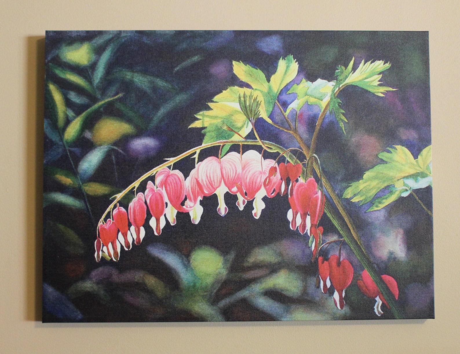 Bleeding Heart Art Watercolor Painting Print on Canvas by Cathy ...