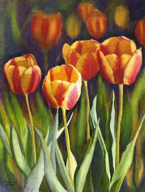 Red And Yellow Tulips Painting