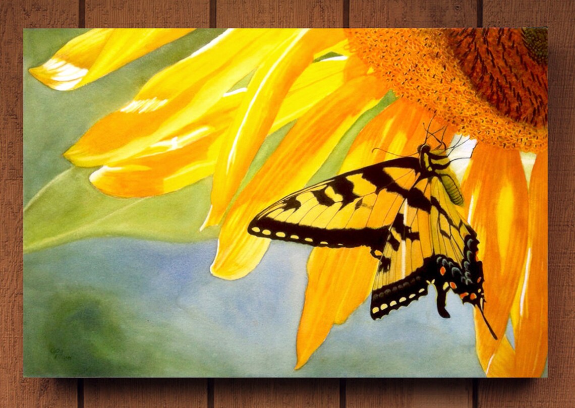 Yellow Butterfly Art Watercolor Painting Print on Canvas by - Etsy