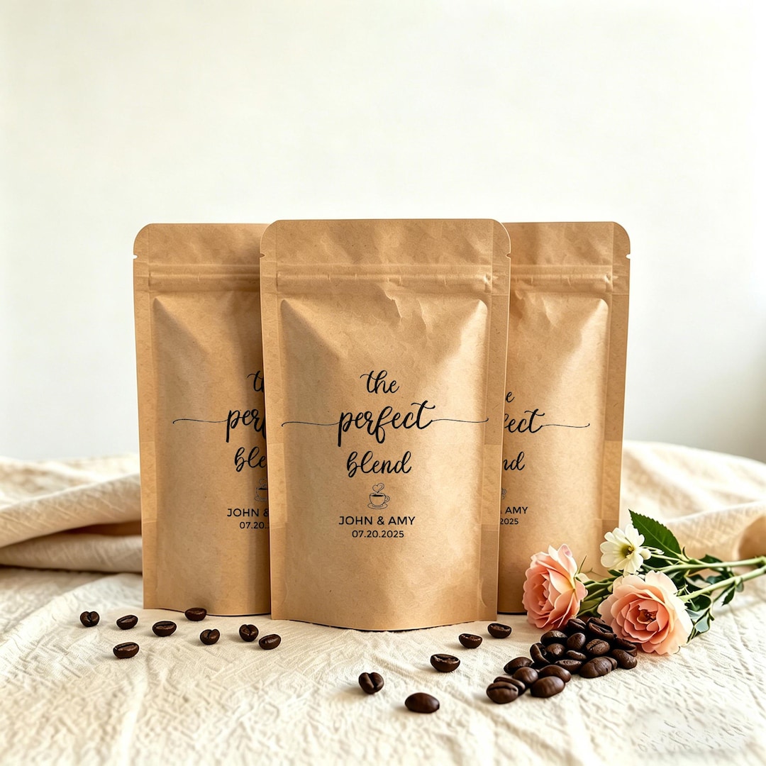 The Perfect Blend Coffee Wedding Favor Bag, Custom Bridal Shower Pouch ...