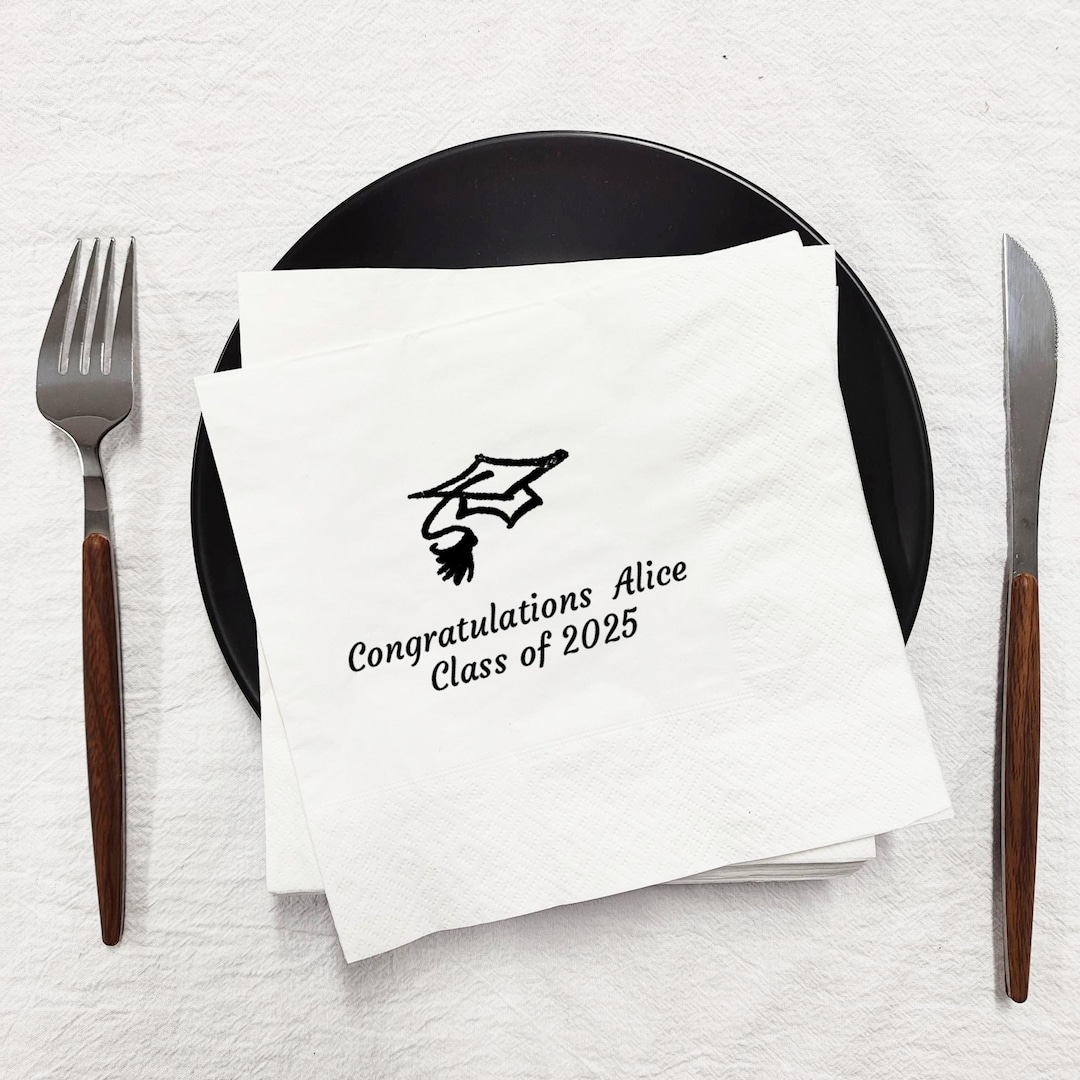 Personalized Napkin, Charming Graduation Napkins, Personalized Foil ...