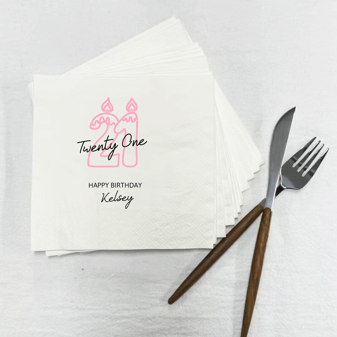 Custom 21st Birthday Napkins, Funny Birthday Napkins, Personalized 21st ...