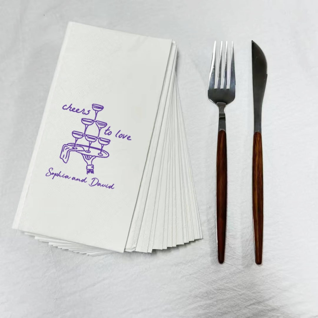 Personalized Cheers to Love Wedding Napkins, Custom Champagne Tower ...