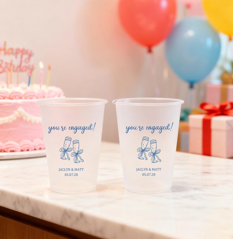 Personalized Engagement Party Cups, Custom Party Favors - Etsy