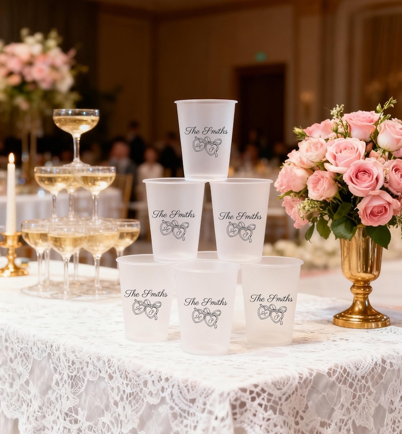 Personalized Wedding 12/16oz Plastic Cups, Custom Plastic Cups, Wedding ...